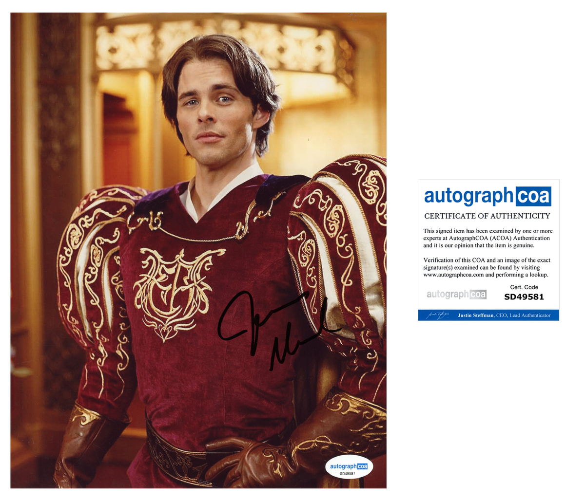 James Marsden Enchanted Signed Autograph 8x10 photo ACOA | Outlaw ...