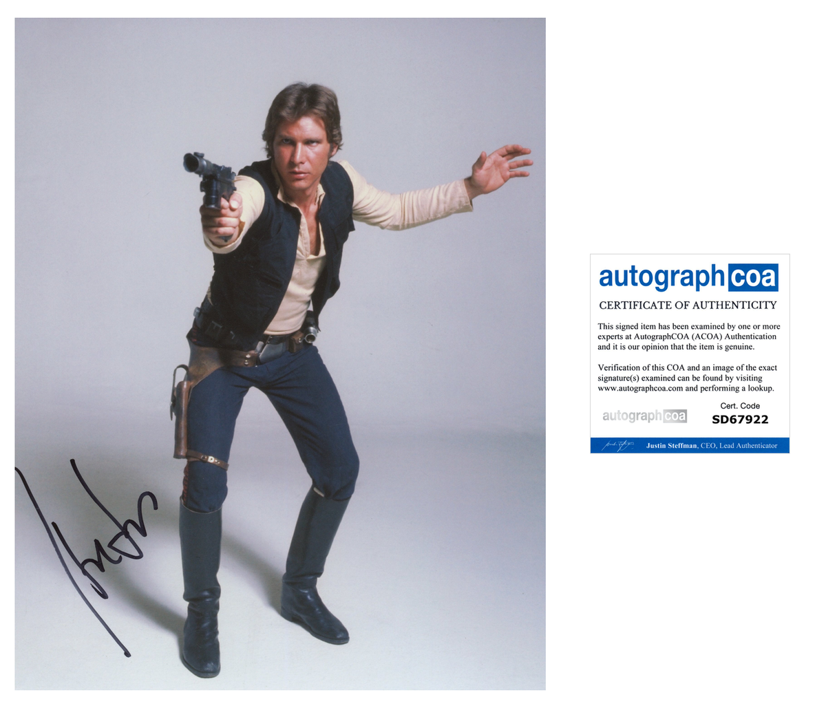 Harrison Ford Star Wars Signed Autograph 8x10 Photo ACOA | Outlaw ...