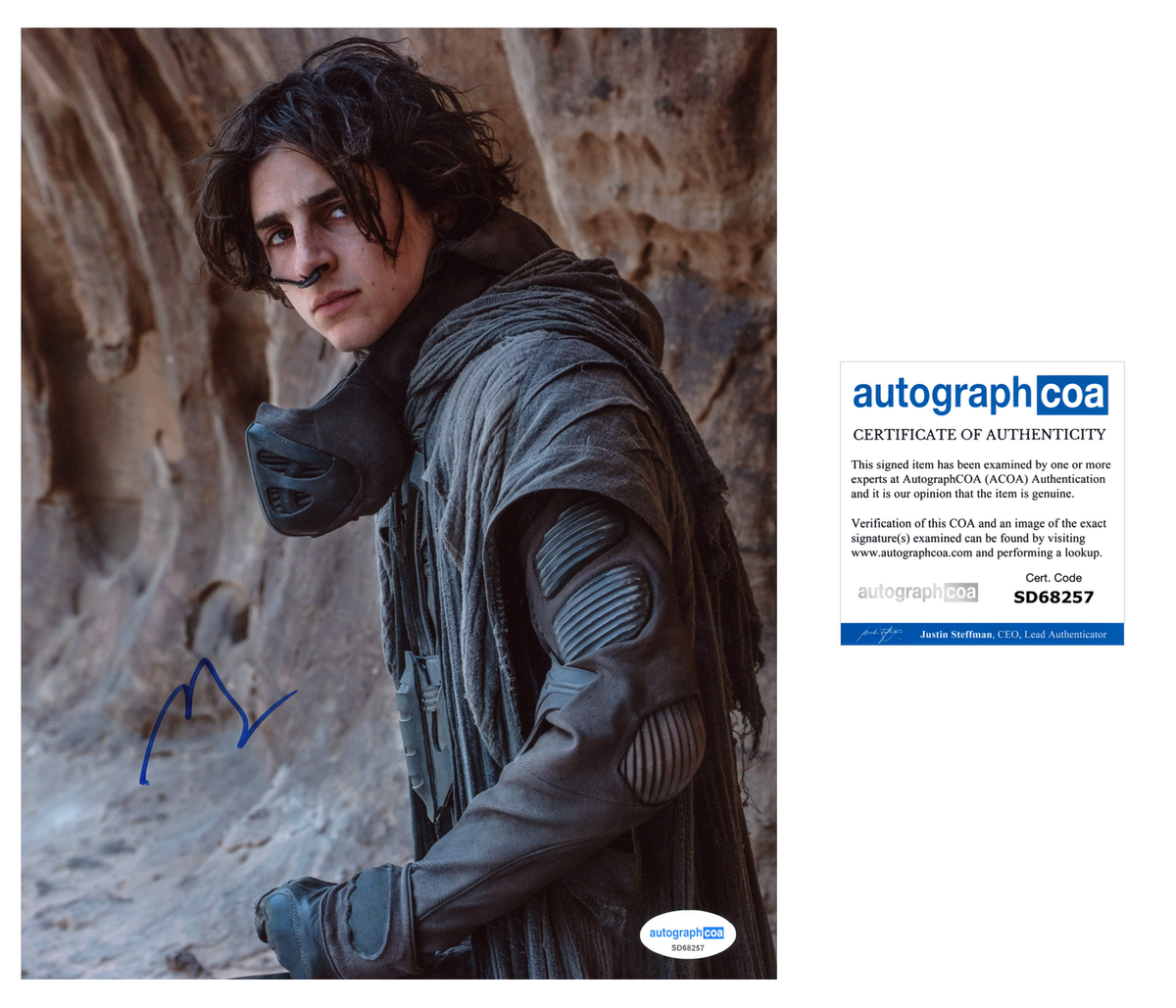 Timothee Chalamet Dune Signed Autograph 8x10 Photo ACOA | Outlaw ...