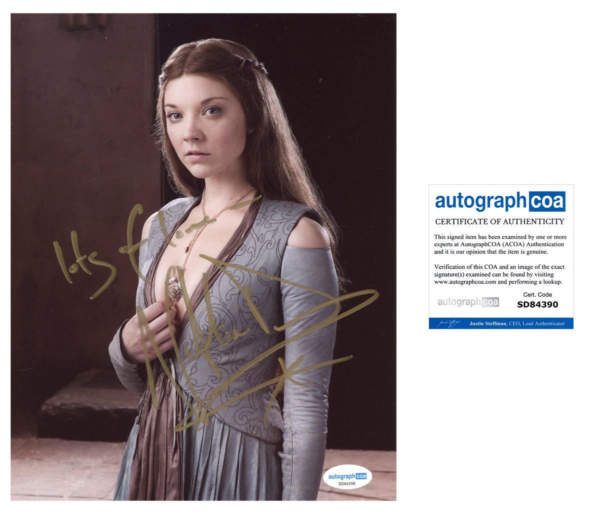 Natalie Dormer Game of Thrones Signed Autograph 8x10 Photo ACOA ...