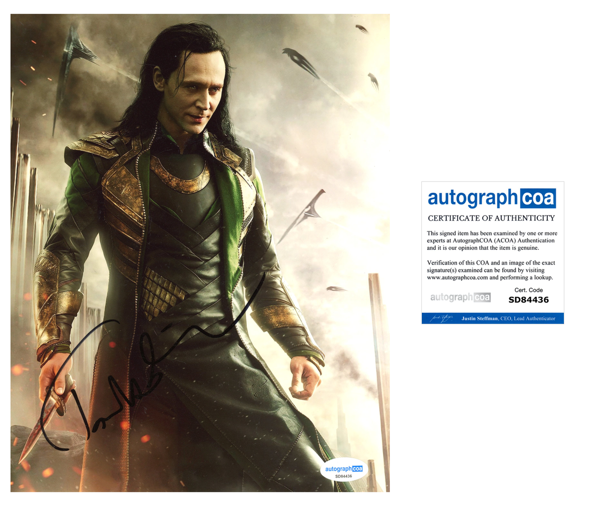 Tom Hiddleston Avengers Signed Autograph 8x10 Photo ACOA | Outlaw ...