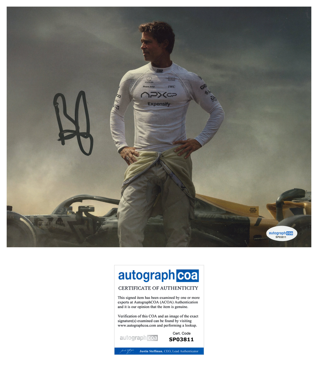 Brad Pitt F1 Signed Autograph 8x10 Photo ACOA– Outlaw Hobbies Authentic ...