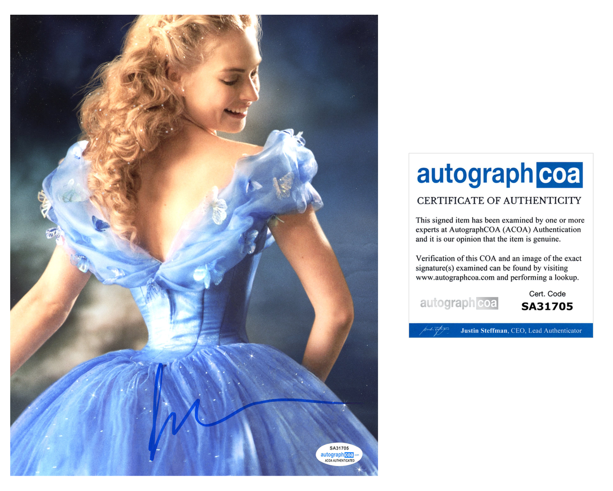 Lily James Cinderella Signed Autograph 8x10 Photo ACOA #26 | Outlaw ...
