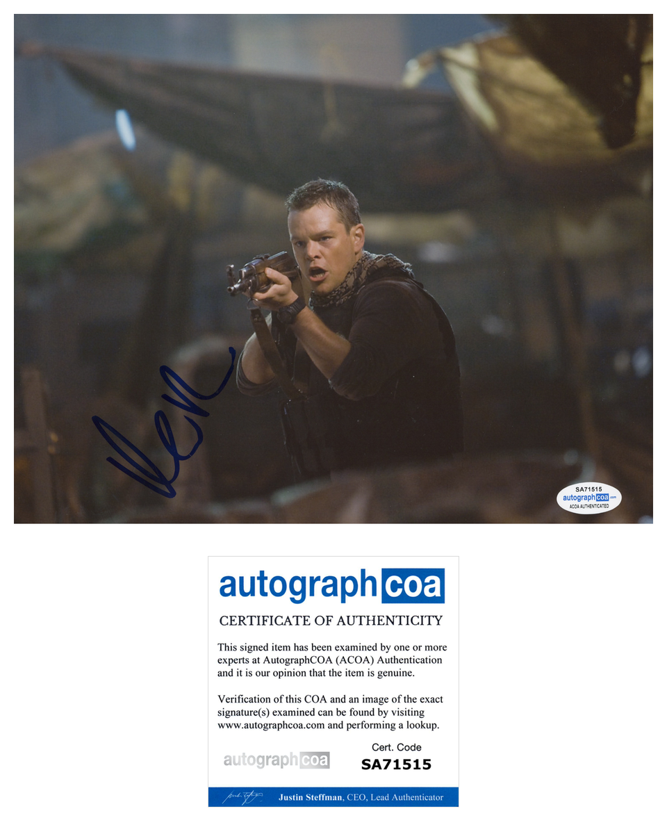 Matt Damon Green Zone Signed Autograph 8x10 Photo ACOA | Outlaw Hobbies ...