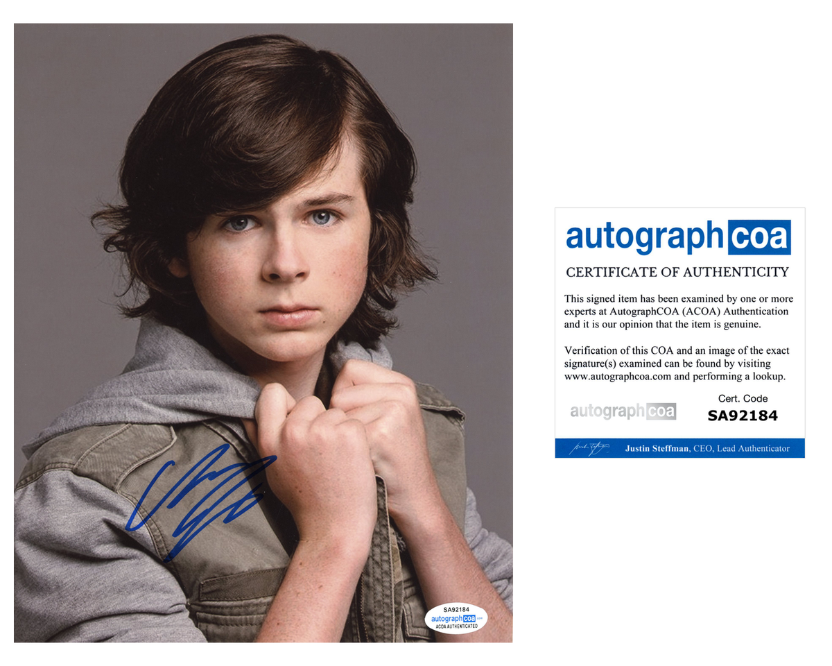 Chandler Riggs Walking Dead Signed Autograph 8x10 Photo ACOA | Outlaw ...