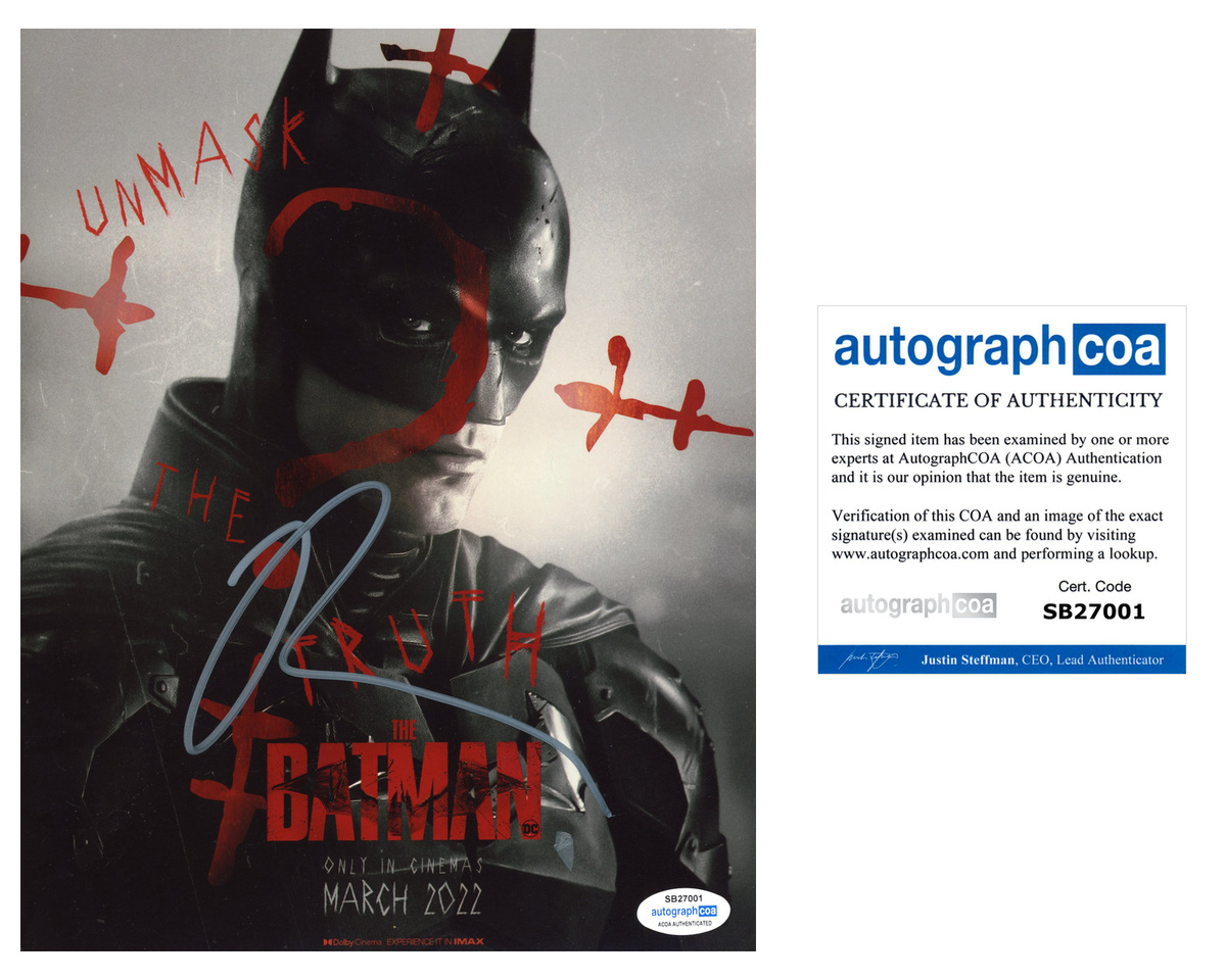 Robert Pattinson The Batman Signed Autograph 8x10 Photo ACOA | Outlaw ...