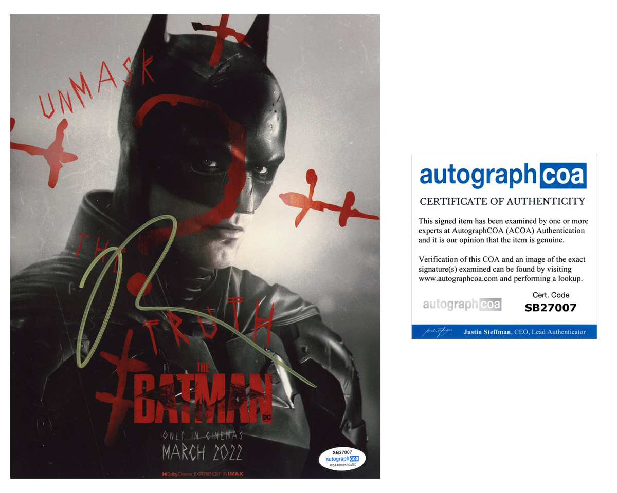 Robert Pattinson The Batman Signed Autograph 8x10 Photo ACOA | Outlaw ...