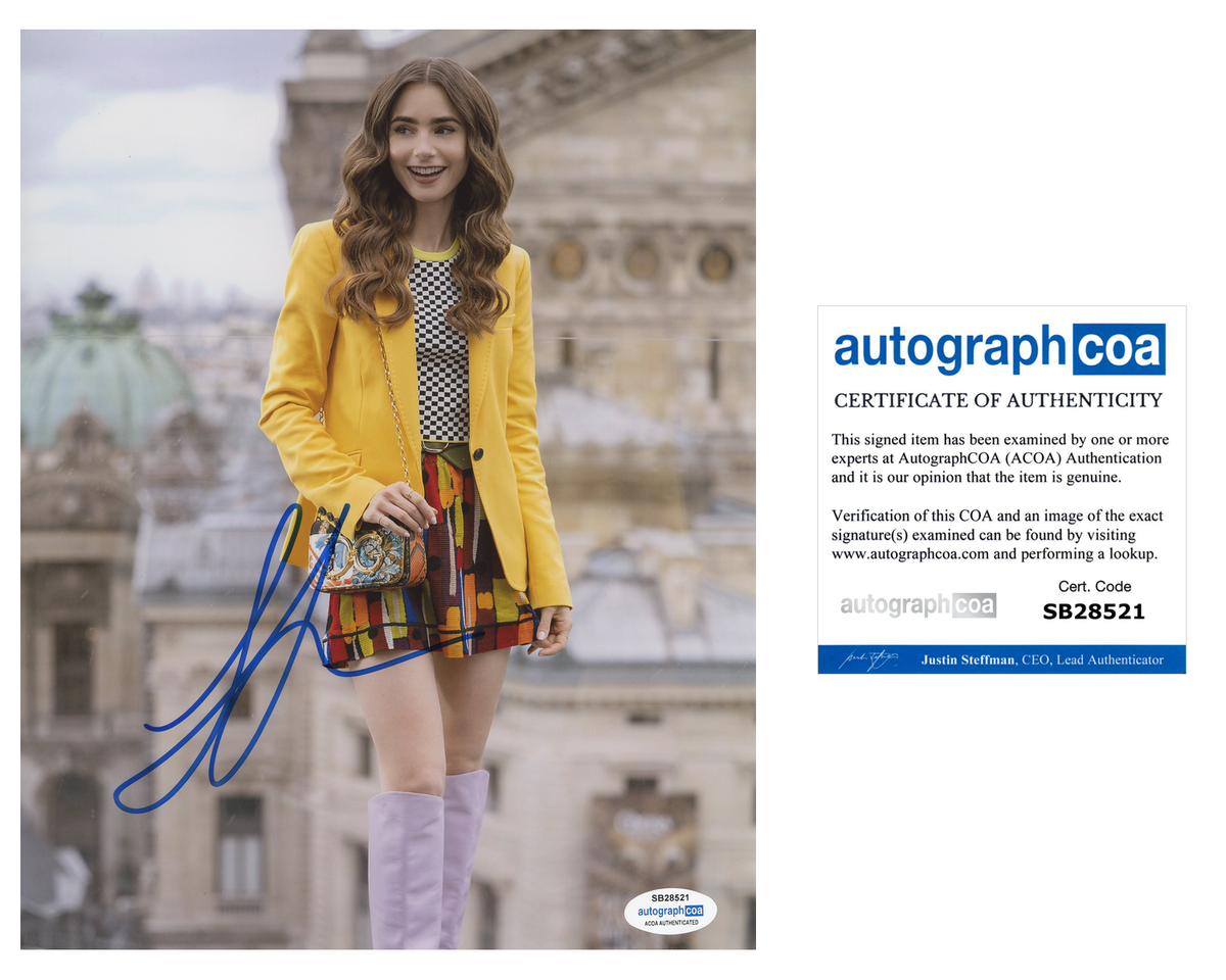 Lily Collins Emily in Paris Signed Autograph 8x10 Photo ACOA | Outlaw ...