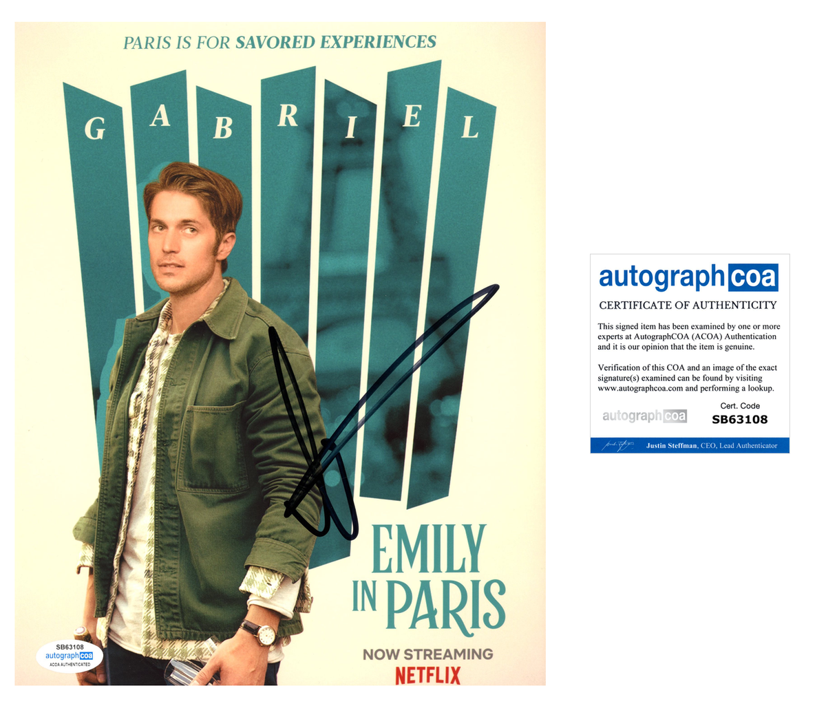 Lucas Bravo Emily in Paris Signed Autograph 8x10 Photo ACOA | Outlaw ...