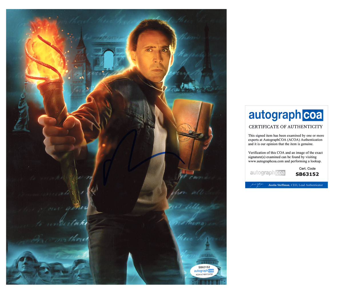 Nicolas Cage National Treasure Signed Autograph 8x10 Photo ACOA ...