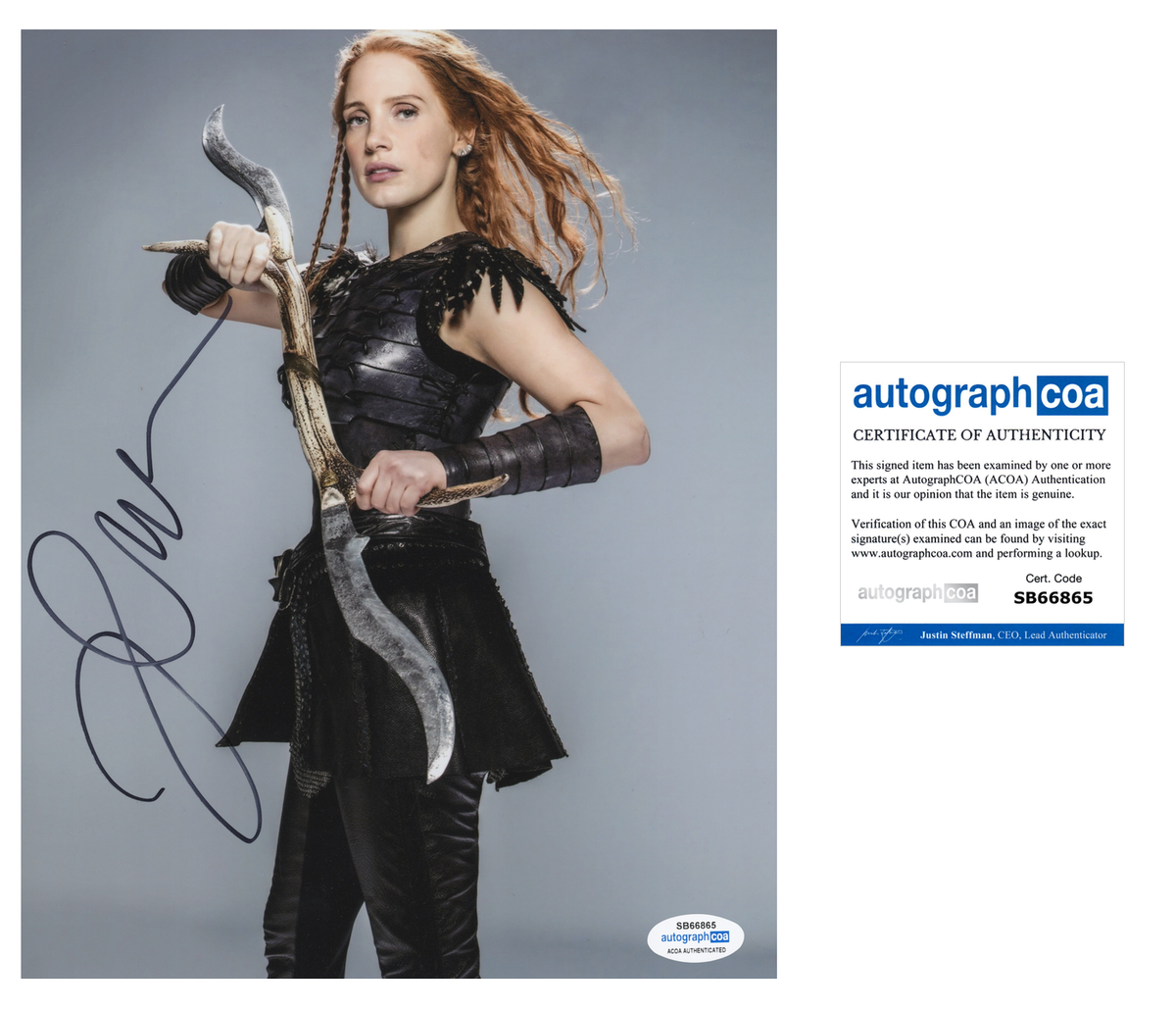 Jessica Chastain Huntsman Signed Autograph 8x10 Photo ACOA | Outlaw ...