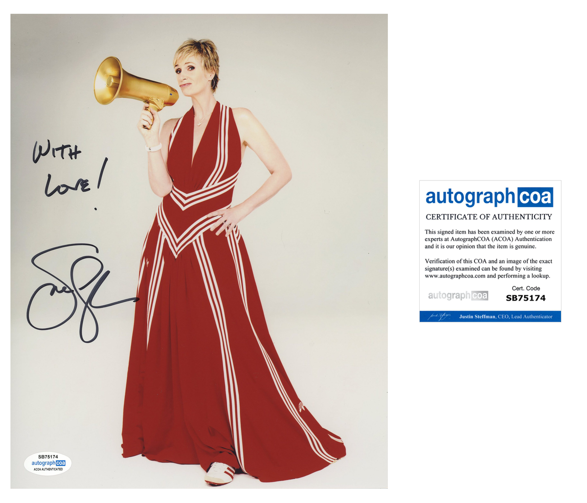 Jane Lynch Glee Signed Autograph 8x10 Photo ACOA | Outlaw Hobbies ...