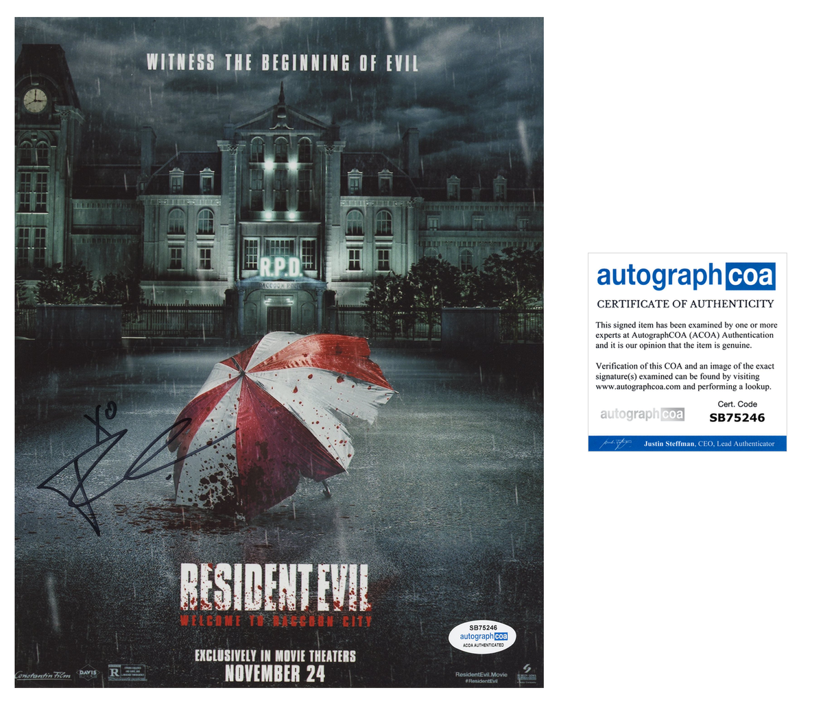 Robbie Amell Resident Evil Signed Autograph 8x10 Photo ACOA | Outlaw ...