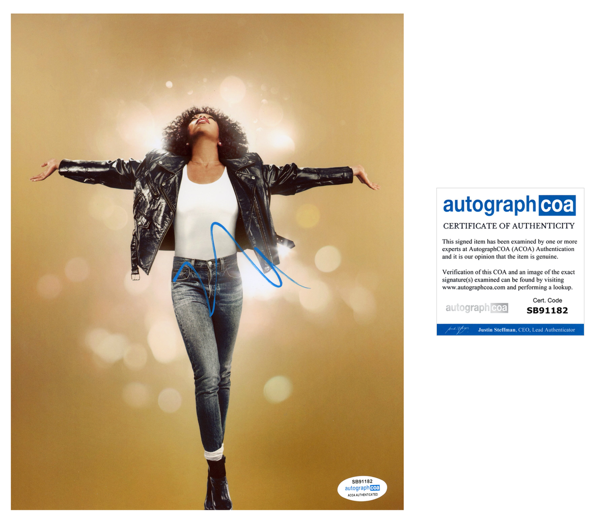 Naomi Ackie Whitney Houston Signed Autograph 8x10 Photo ACOA | Outlaw ...