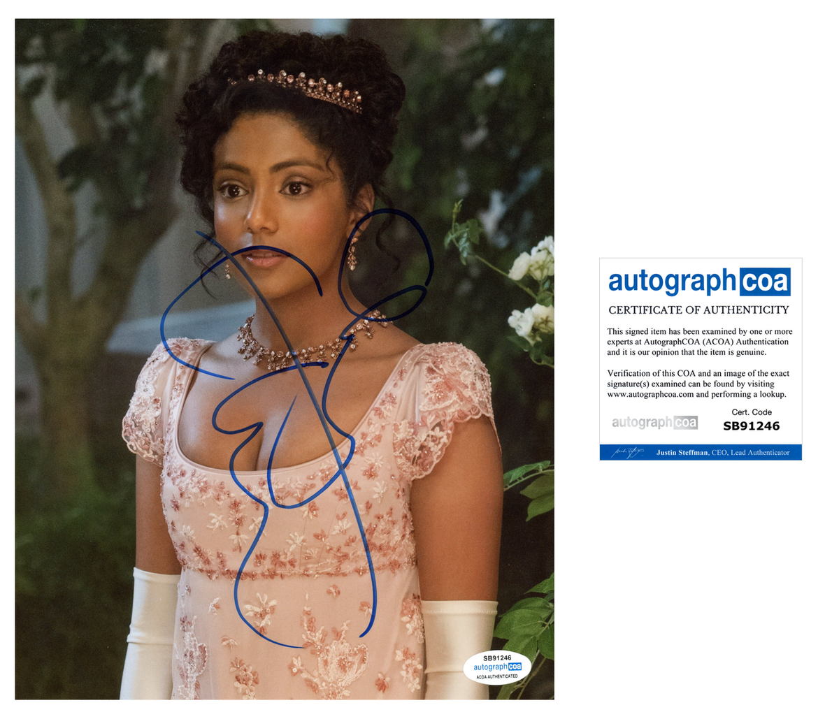 Charithra Chandran Bridgerton Signed Autograph 8x10 Photo ACOA | Outlaw ...