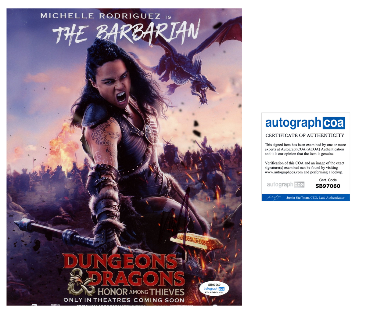Michelle Rodriguez Dungeons and Dragons Signed Autograph 8x10 Photo ...